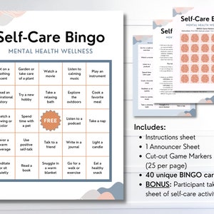 Self-care BINGO Game Activity, Mental Health, Wellness, Team Building ...