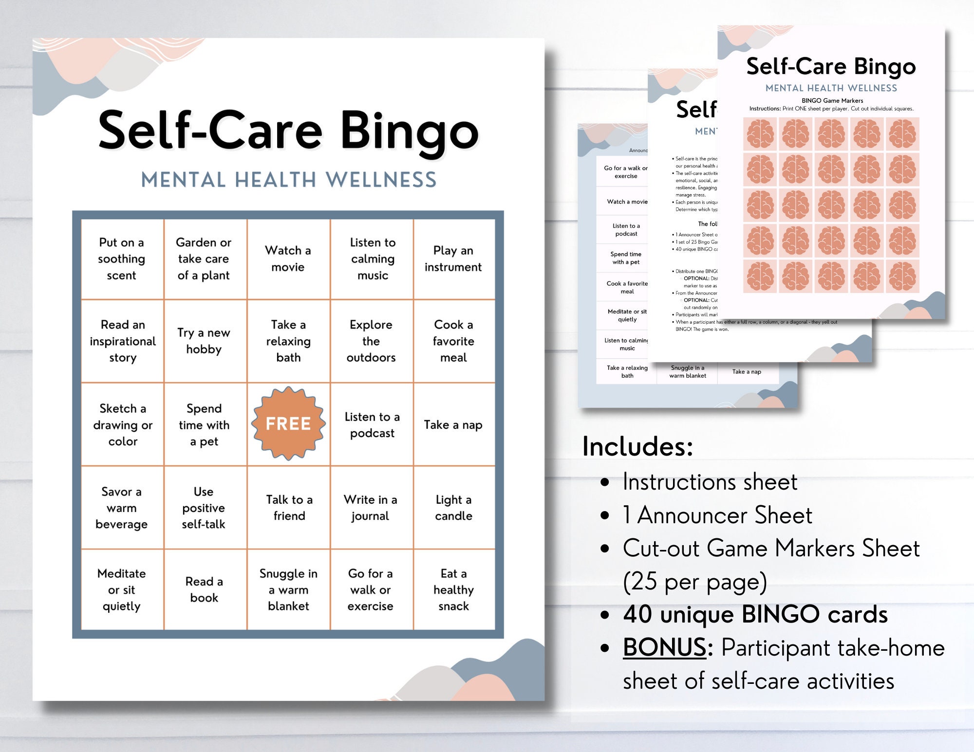 Self-care BINGO Game Activity, Mental Health, Wellness, Team Building ...
