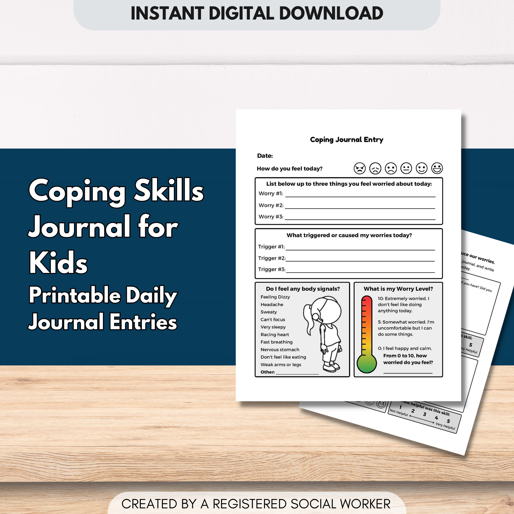 Coping Skills Journal for Kids, Worksheets for Worry, Emotional ...