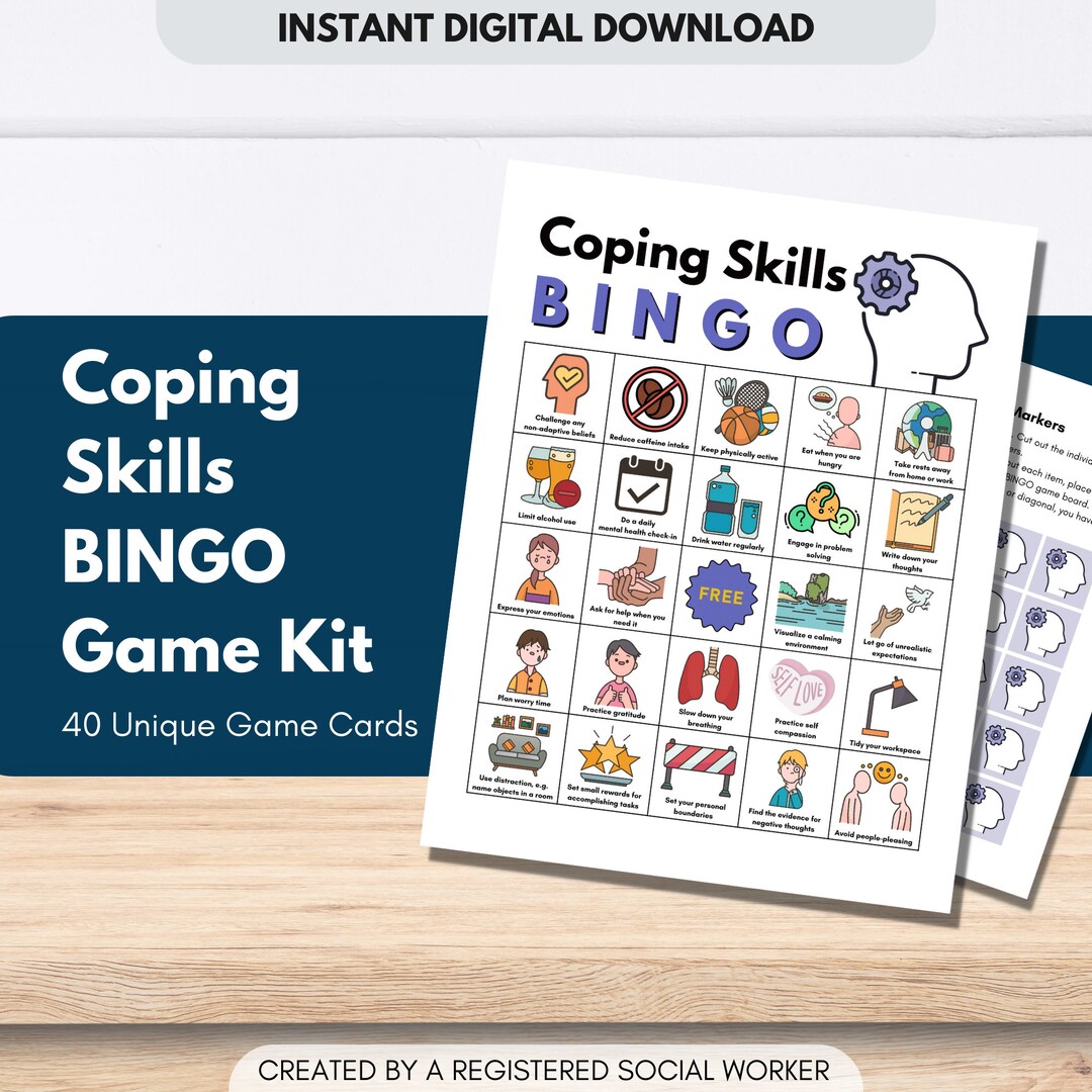 Coping Skills BINGO Game Kit, Mental Health, Classroom Activity ...