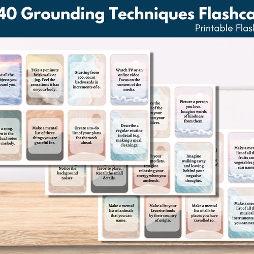 40 Grounding Flash Cards Anxiety Coping Skills Panic - Etsy Australia