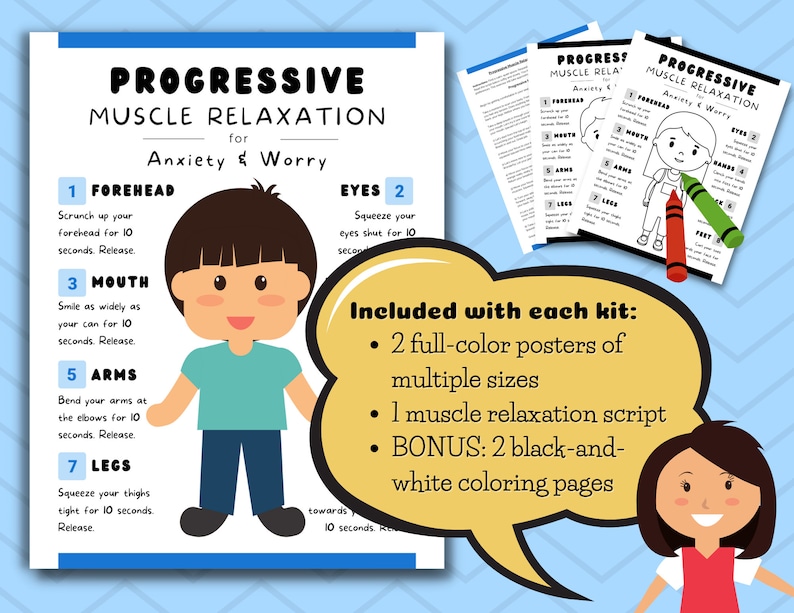 Progressive Muscle Relaxation (PMR) Worksheet for Kids, Calm Down ...