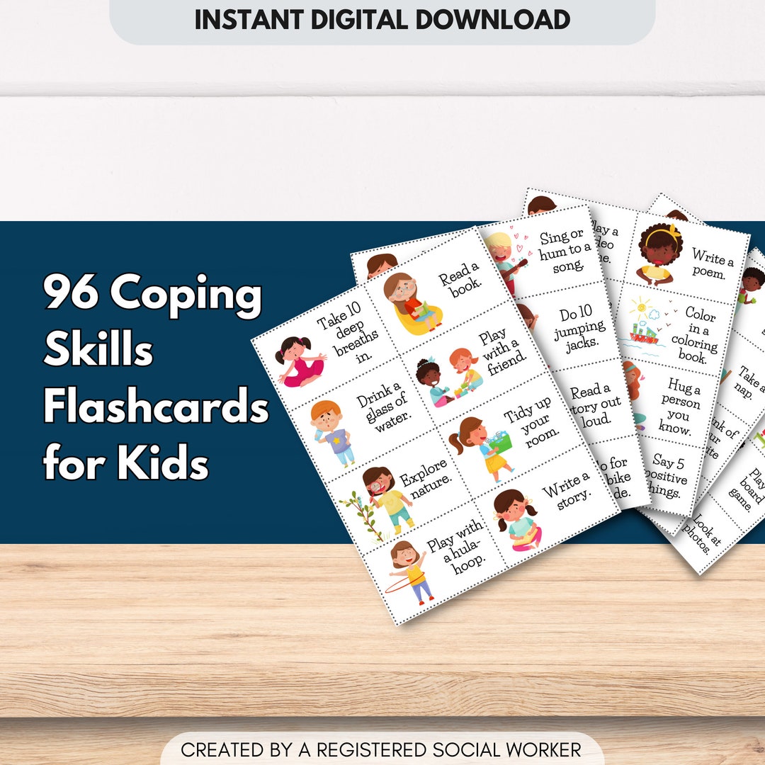 96 Coping Skills Cards for Kids, Activity Cards, Social Emotional ...