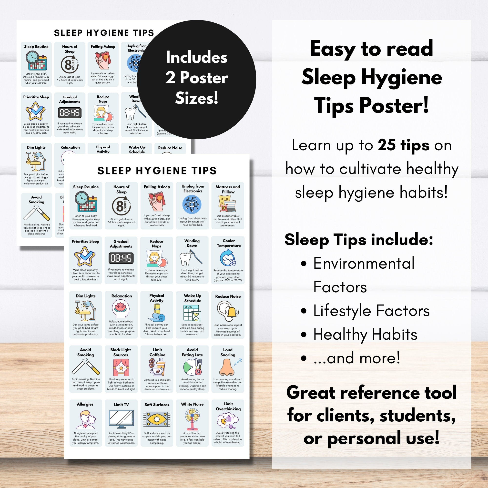 Sleep Hygiene Poster, Sleep Wellness Handout, Sleep Tips Checklist ...