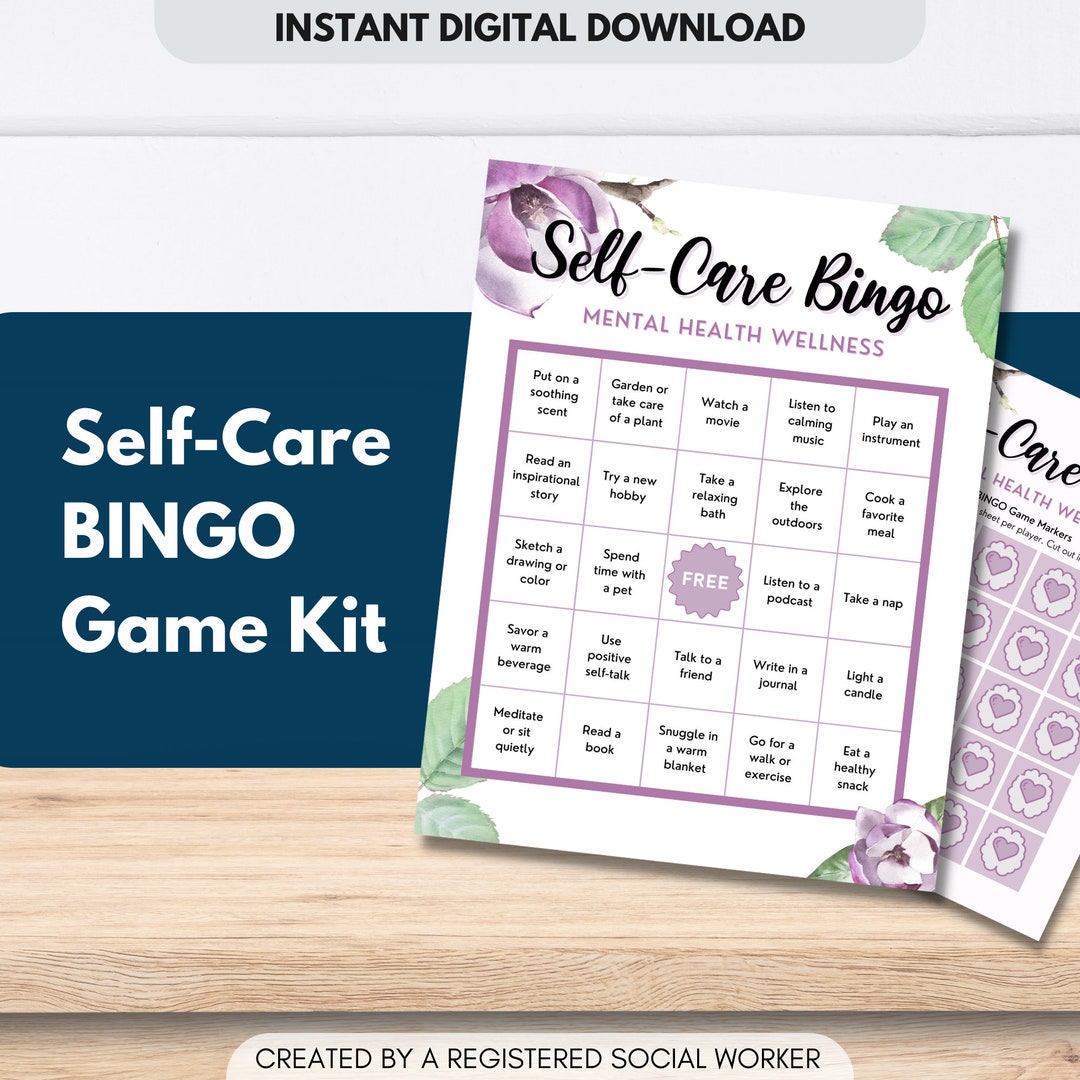 Self-care BINGO Game Activity Kit for Mental Health, Wellness, Therapy ...