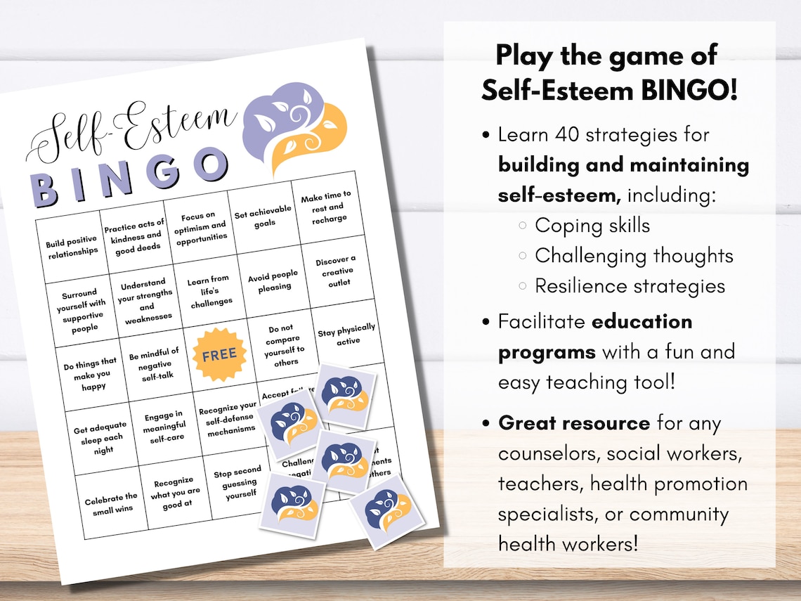 Self-esteem BINGO Game Kit Mental Health Game Counselor - Etsy Canada