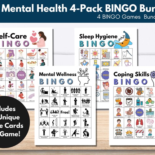 Mental Health BINGO Game Bundle Includes 4 Games: Self-care - Etsy