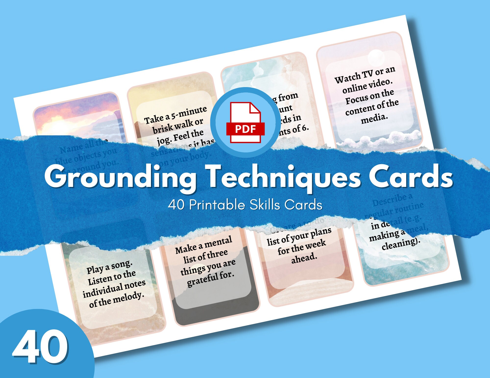 40 Grounding Flash Cards Anxiety Coping Skills Panic - Etsy Canada