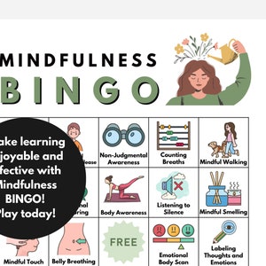 Mindfulness BINGO Game Kit, Mental Health Game, Counselor Activity ...