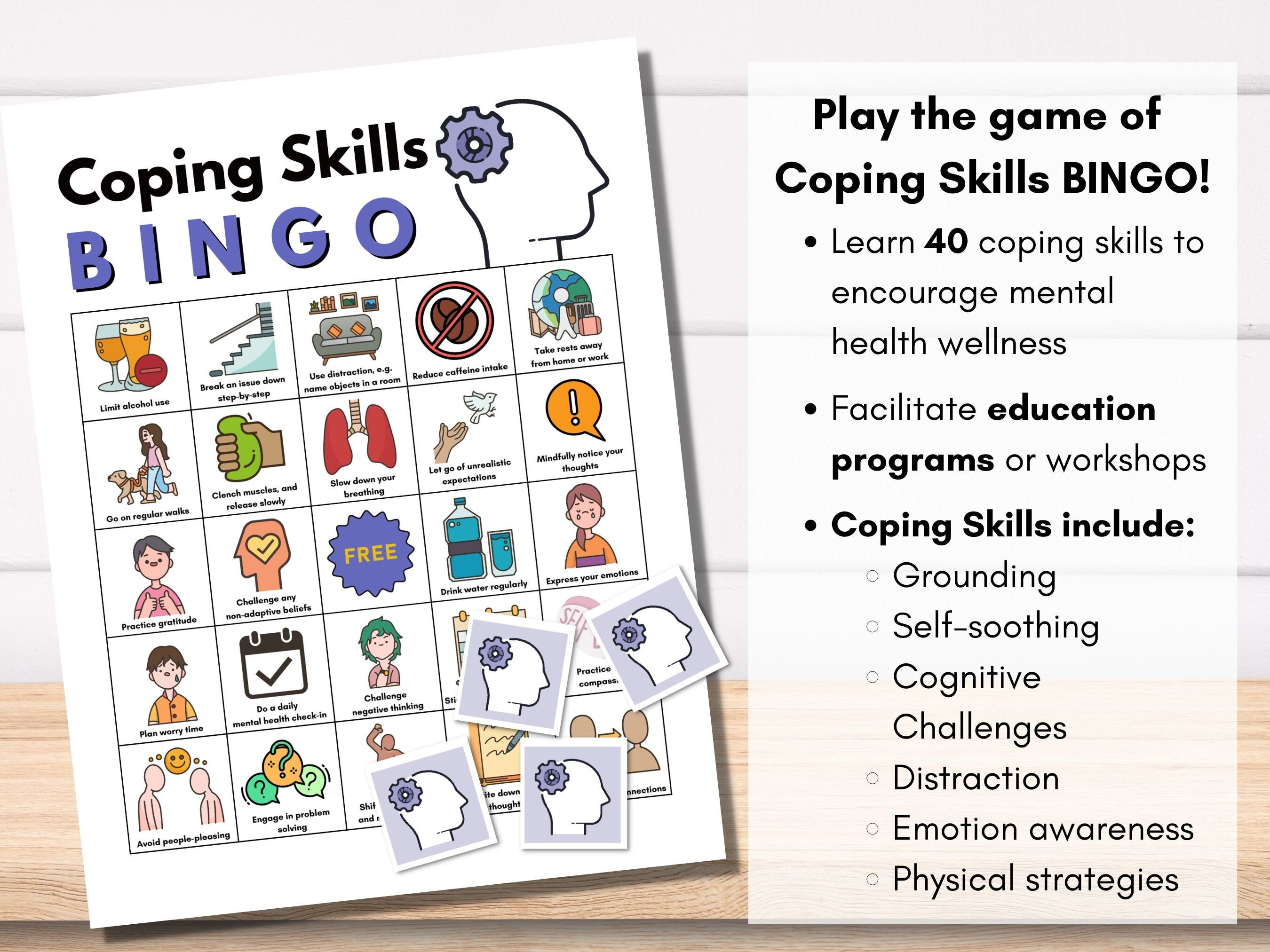 Coping Skills BINGO Game Kit: Mental Health Activity (digital Printable ...