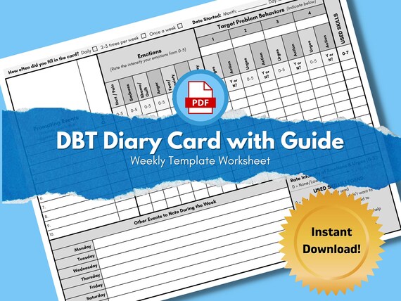 DBT Diary Card Dialectical Behavior Therapy Skills Tracker - Etsy UK