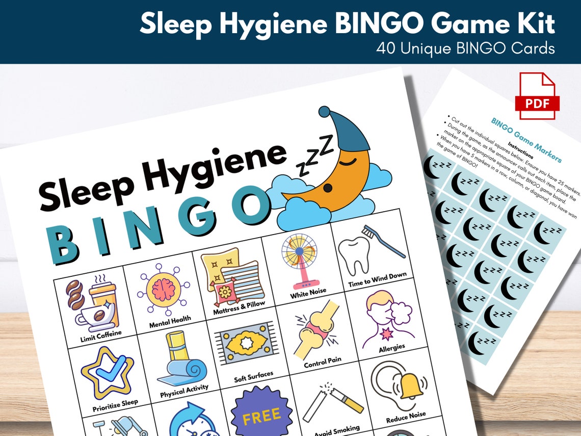 Sleep Wellness BINGO Game Cards Mental Health Sleep Hygiene - Etsy