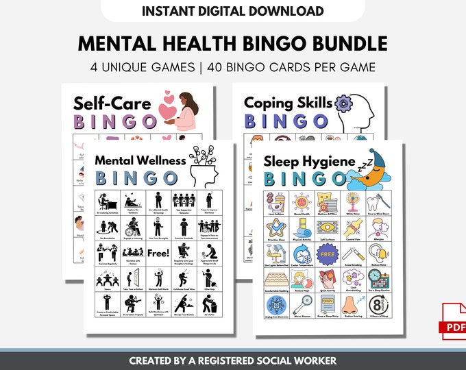 Sleep Wellness BINGO Game Cards, Mental Health, Sleep Hygiene ...