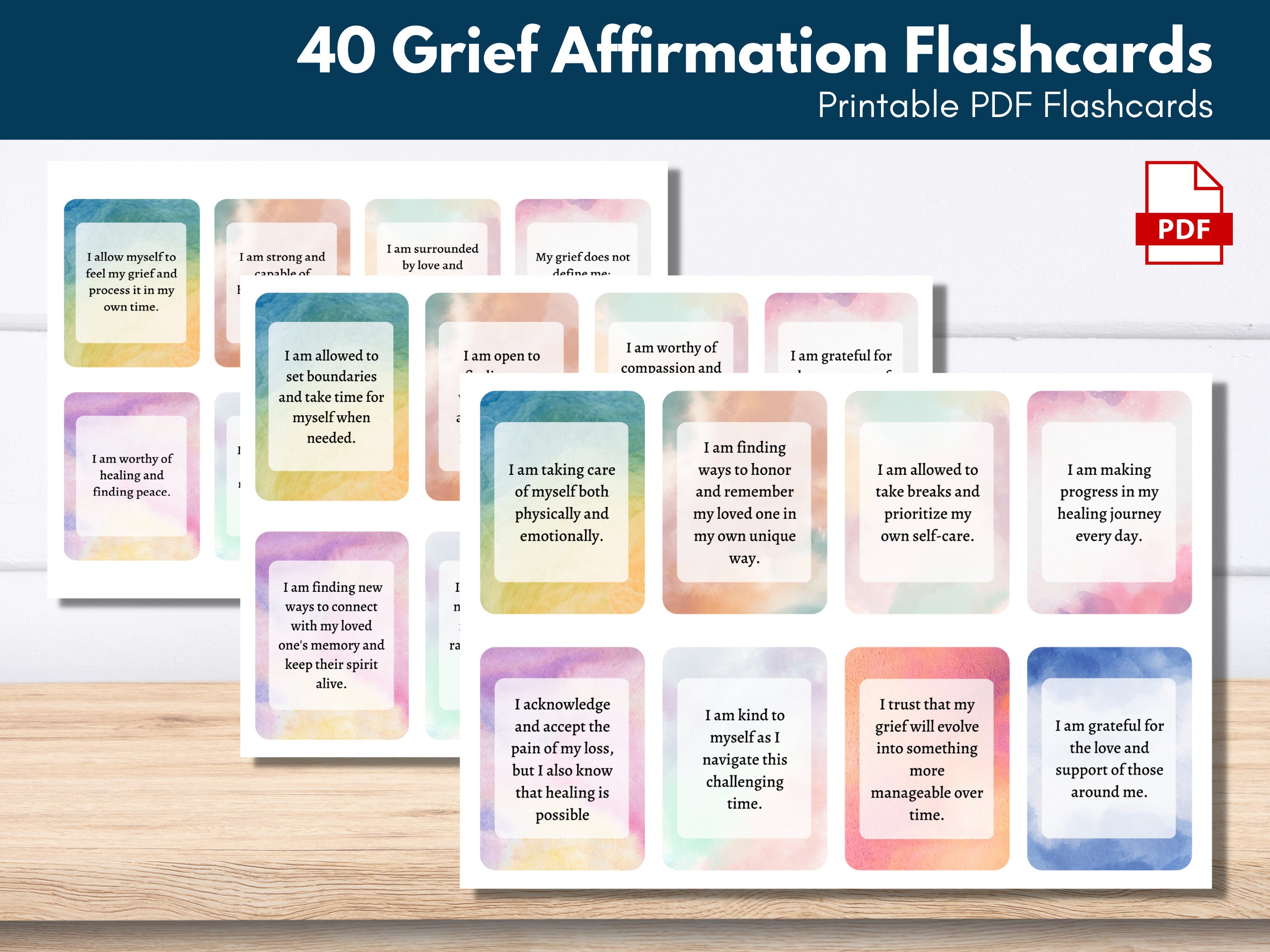 Grief Affirmation Flashcards Grief and Loss Worksheets - Etsy