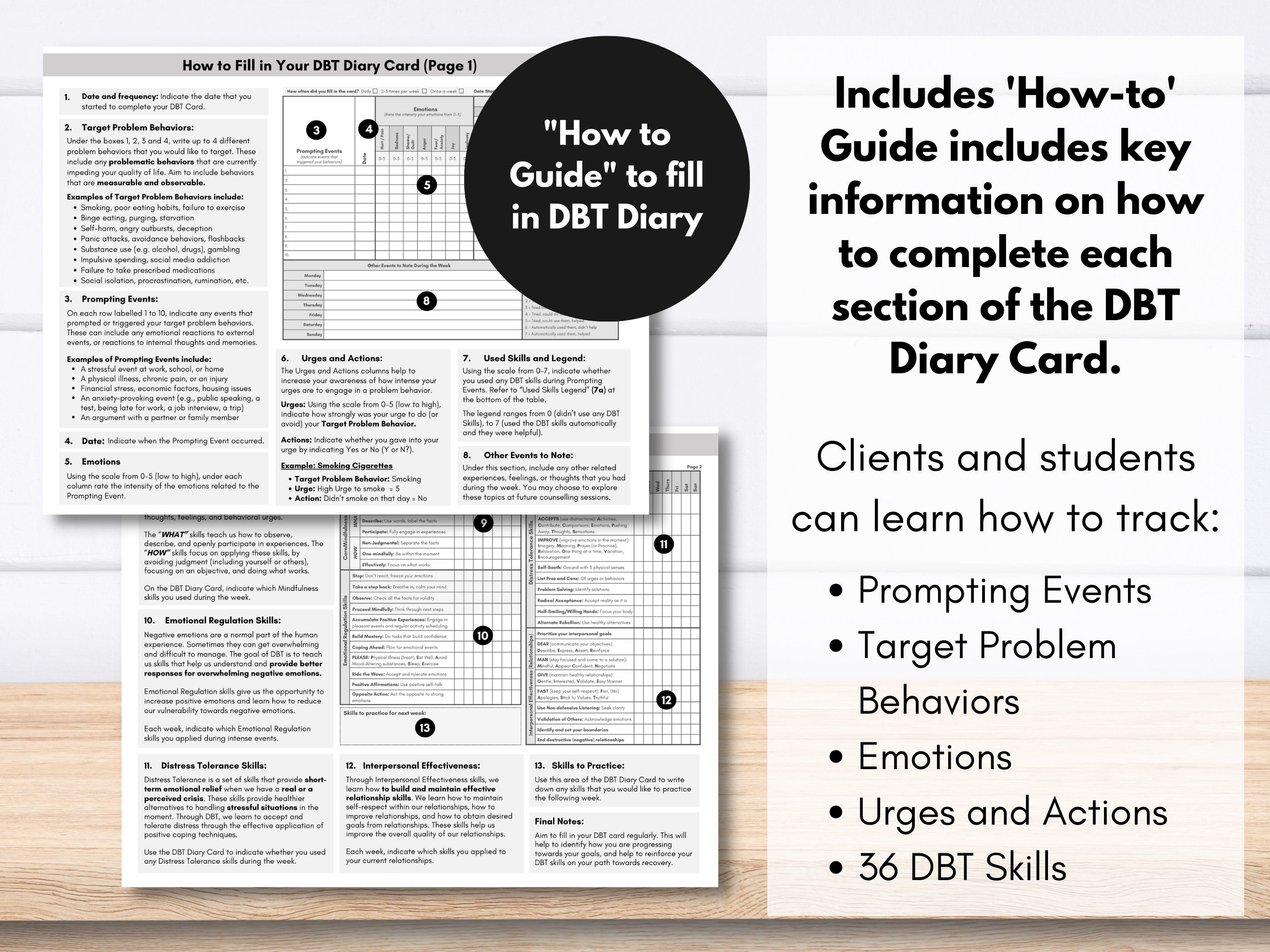DBT Skills Bundle: Diary Card & Worksheets (digital Printable) - Etsy