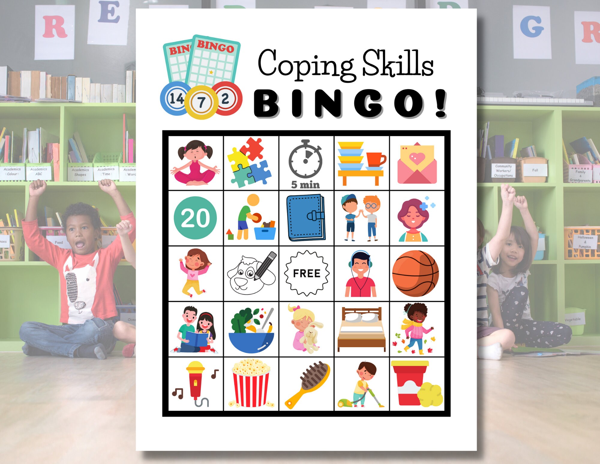 Coping Skills BINGO Game Activity Cards for Kids Calming - Etsy Canada