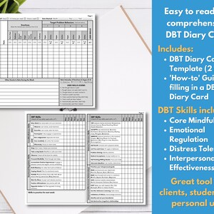DBT Diary Card, Dialectical Behavior Therapy, Skills Tracker Worksheet ...