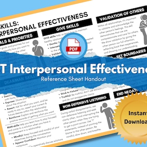 DBT Interpersonal Effectiveness Skills Worksheet Handout - Etsy Canada