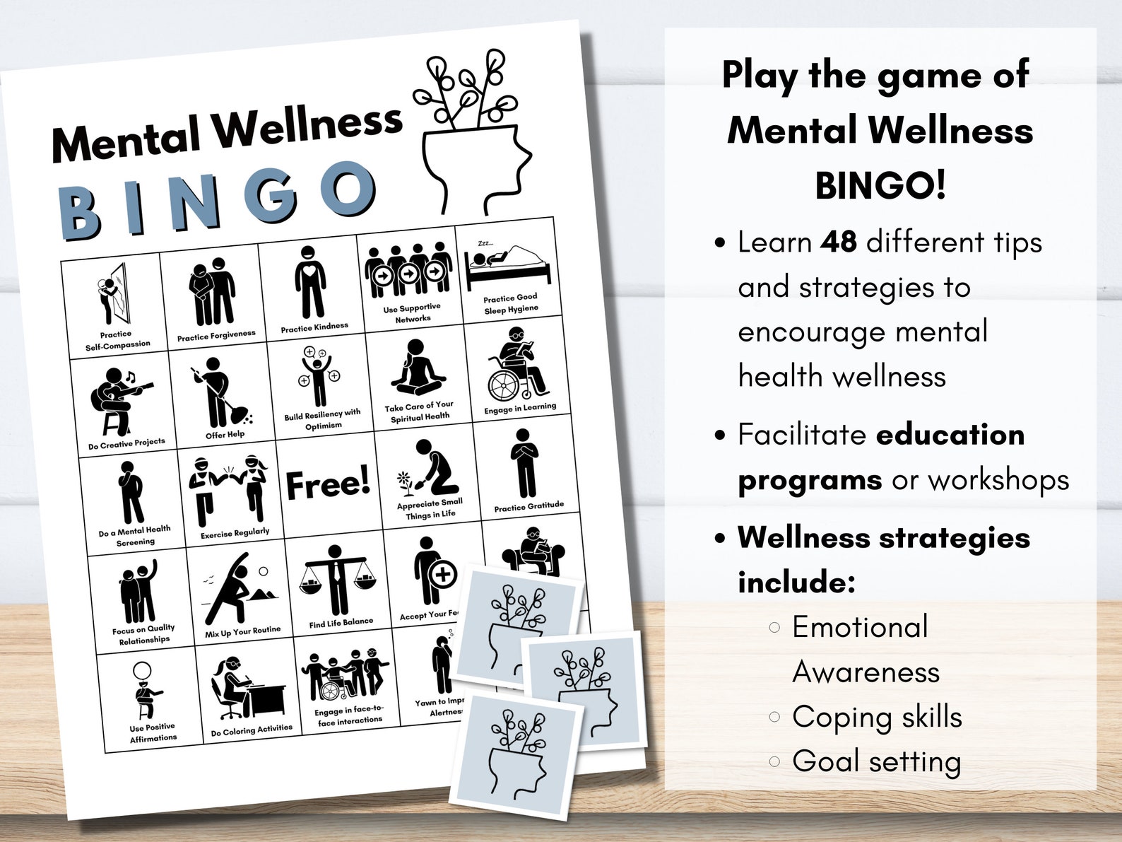 Mental Health BINGO Game Kit, Mental Wellness Strategies, Activity ...