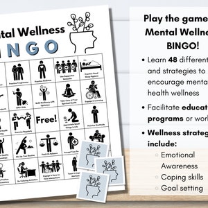 Mental Health BINGO Game Kit, Mental Wellness Strategies, Activity ...