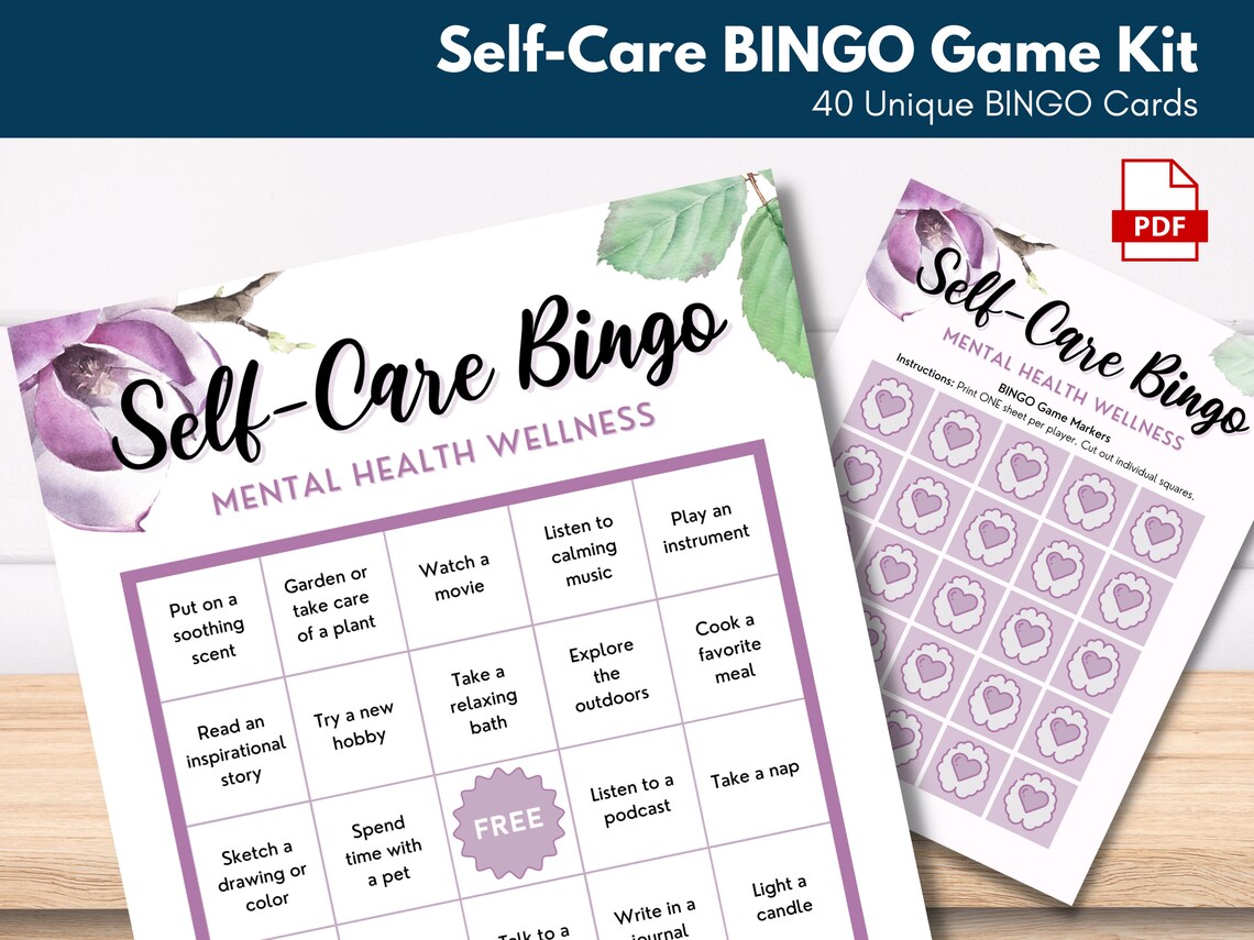 Self-care BINGO Game Activity Kit for Mental Health Wellness - Etsy