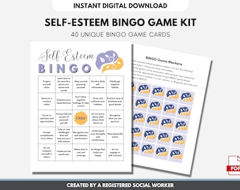 Self-esteem Bingo, Therapist Bingo, Adult Self-esteem, Mental Health ...