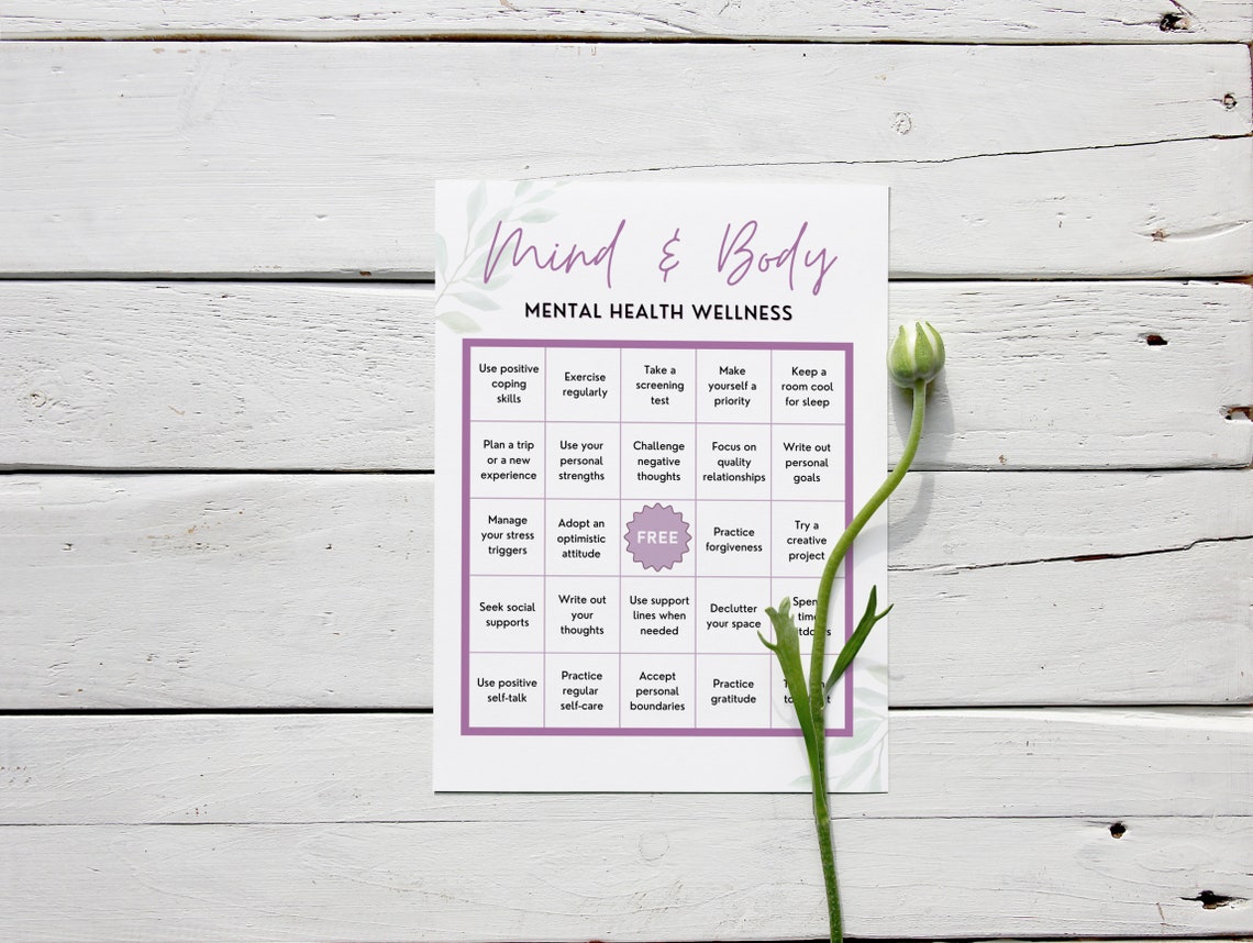 Mental Health BINGO Game Kit, Wellness Activity, Self-care Learning ...