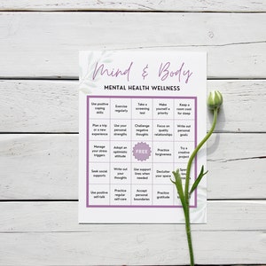 Mental Health BINGO Game Kit, Wellness Activity, Self-care Learning ...