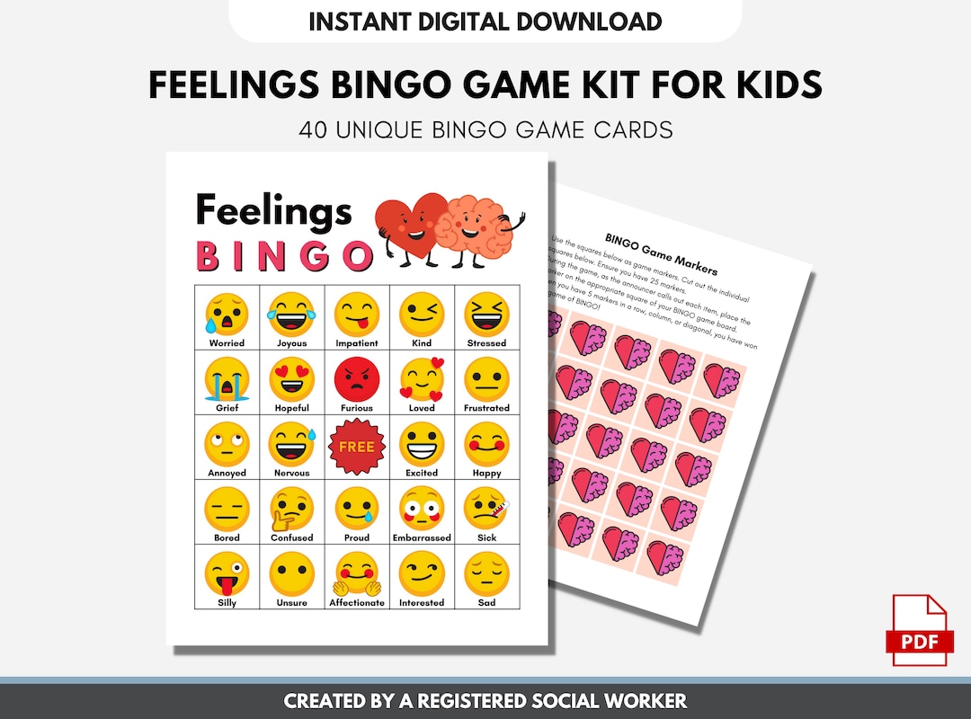 Feelings BINGO Game Kit, Children Social Emotional Learning Activity ...