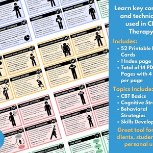 52 CBT Therapy Skills Flash Cards, Cognitive Behavioral Therapy Cheat ...