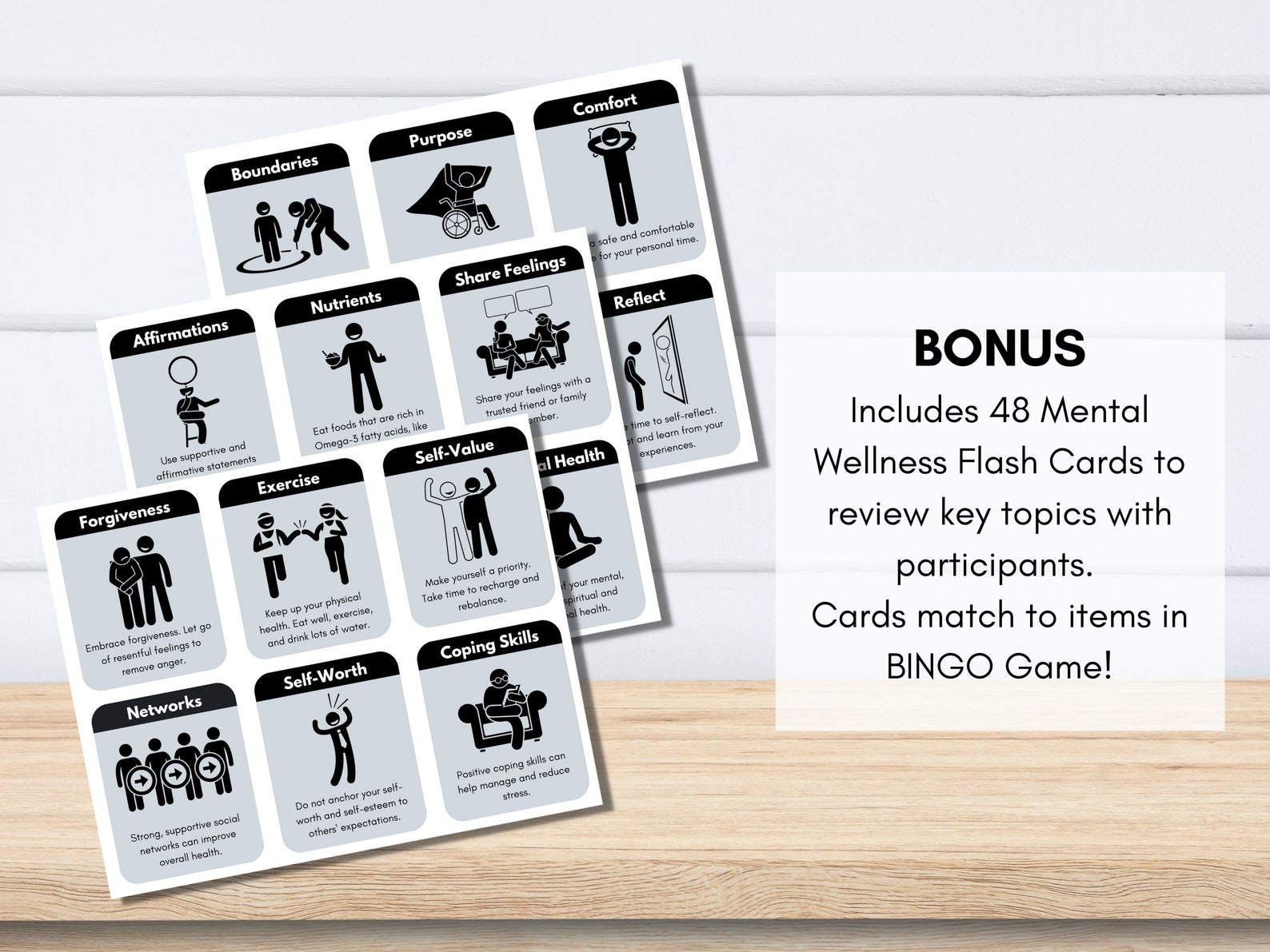 Mental Health BINGO Game Kit, Mental Wellness Strategies, Activity ...