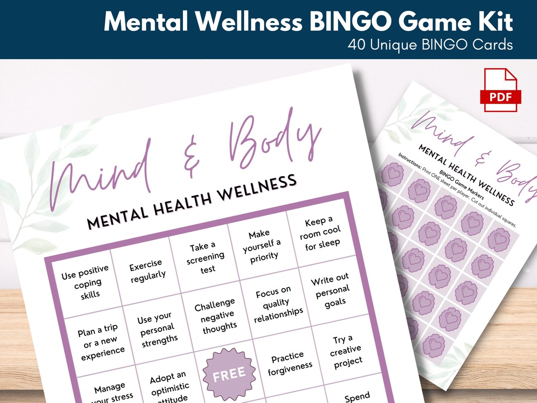 Mental Health BINGO Game Kit Wellness Activity (Instant Download) - Etsy