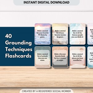 40 Grounding Flash Cards, Anxiety Coping Skills, Panic Attacks, CBT ...
