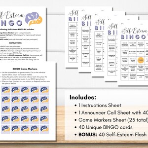 Self-esteem BINGO Game Kit, Mental Health Game, Counselor Activity ...