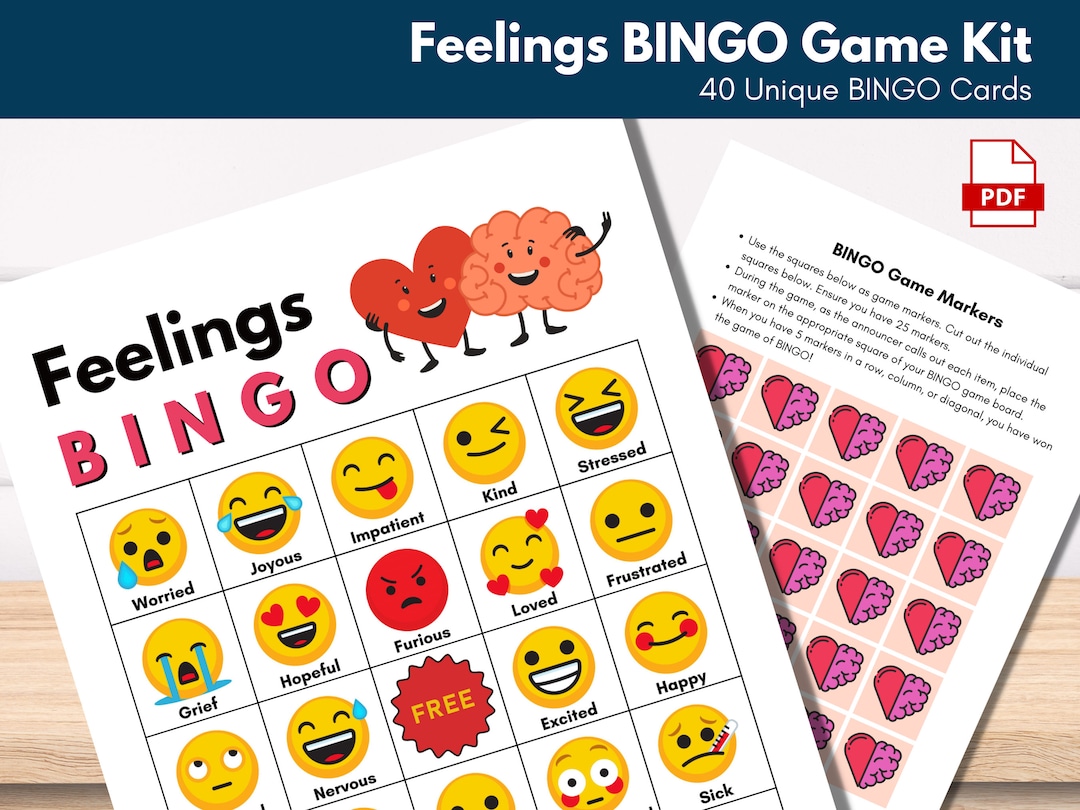 Feelings BINGO Game Kit, Children Social Emotional Learning Activity ...