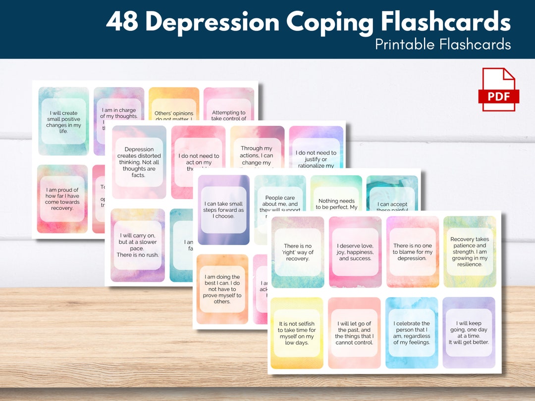 Depression Coping Statement Cards, Positive Affirmations, Grounding ...