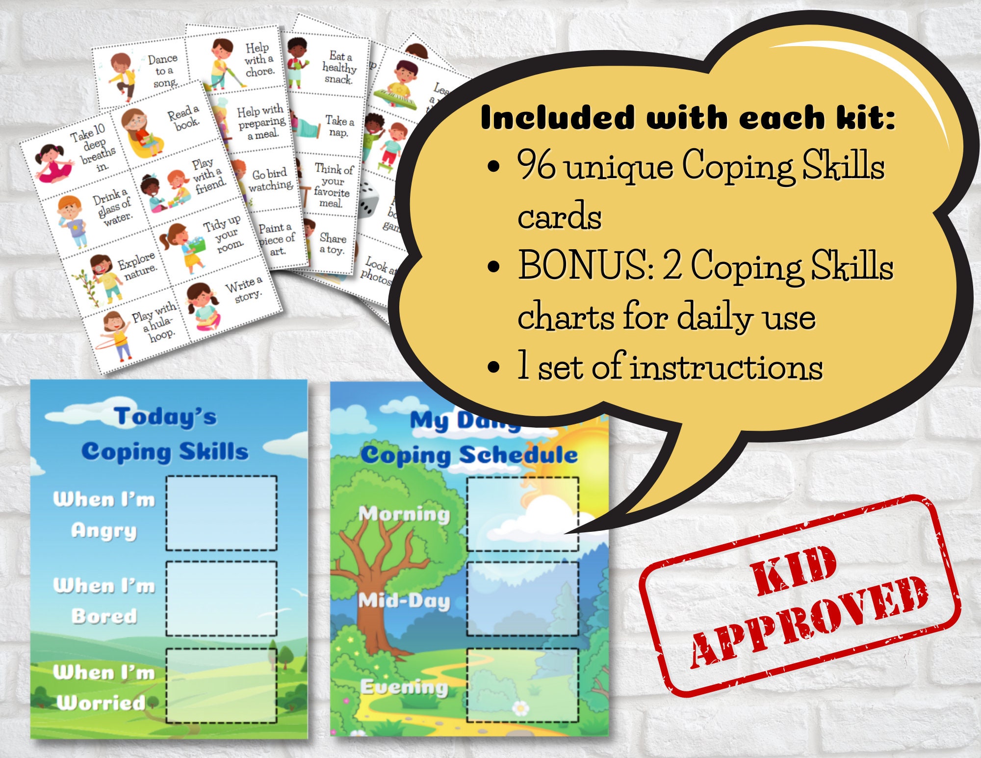 Coping Skills Flashcards for Kids: 96 Activity Cards (digital Printable ...