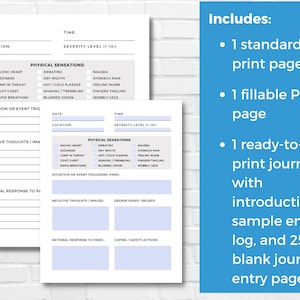 Panic Attack Journal Log, Panic Disorder Worksheet, CBT Cognitive ...