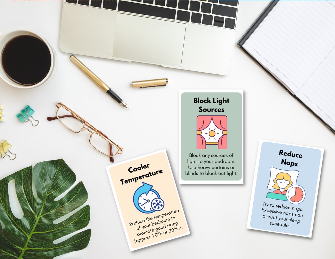 Sleep Hygiene Flash Cards, Sleep Wellness Tips Worksheets, Insomnia ...