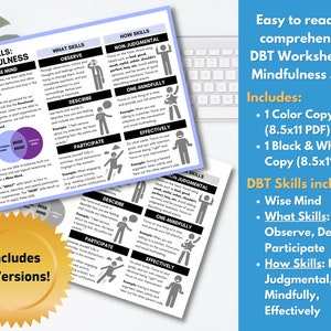 DBT Mindfulness Worksheet, Handout, Educational Resource, Therapy ...