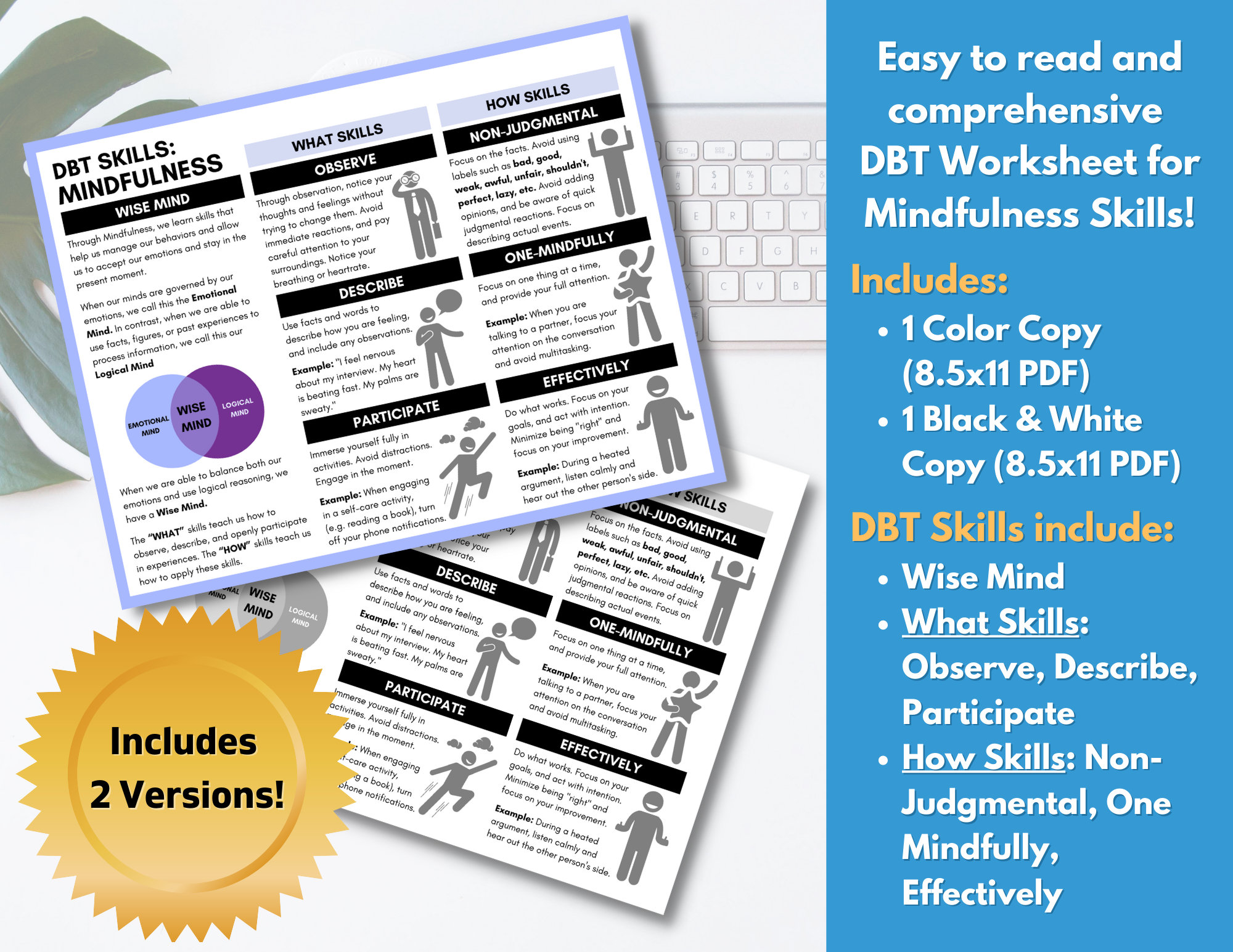 DBT Mindfulness Worksheet, Handout, Educational Resource, Therapy ...