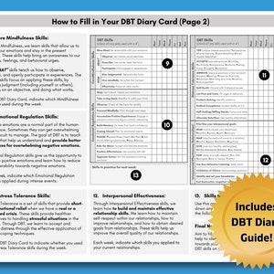 DBT Diary Card, Dialectical Behavior Therapy, Skills Tracker Worksheet ...