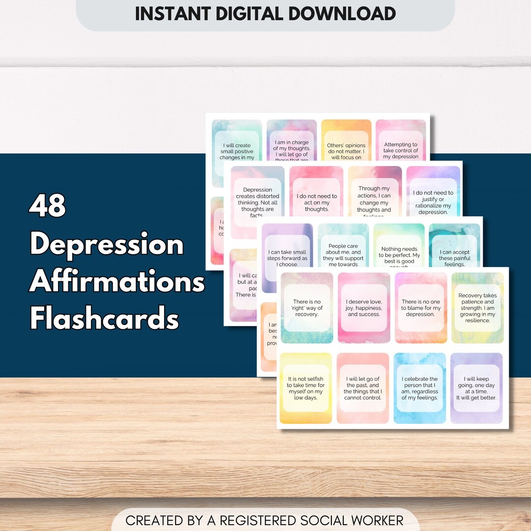 Depression Coping Statement Cards, Positive Affirmations, Grounding ...