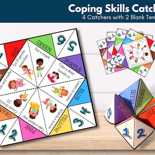 Coping Skills Game Catchers for Kids Fortune Teller Paper - Etsy