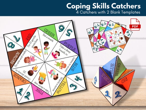 Coping Skills Game Catchers for Kids Fortune Teller Paper - Etsy