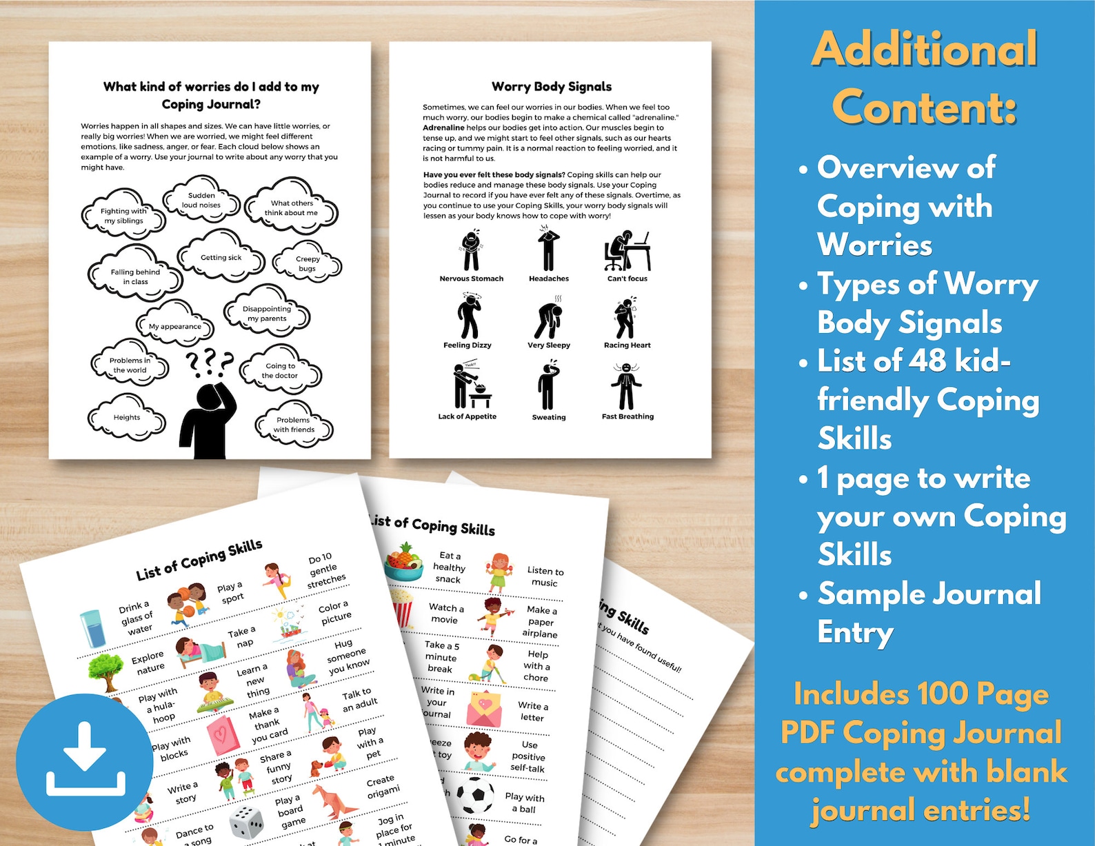 Coping Skills Journal for Kids, Worksheets for Worry, Emotional ...
