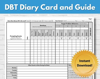 Dbt Diary Card | Etsy UK