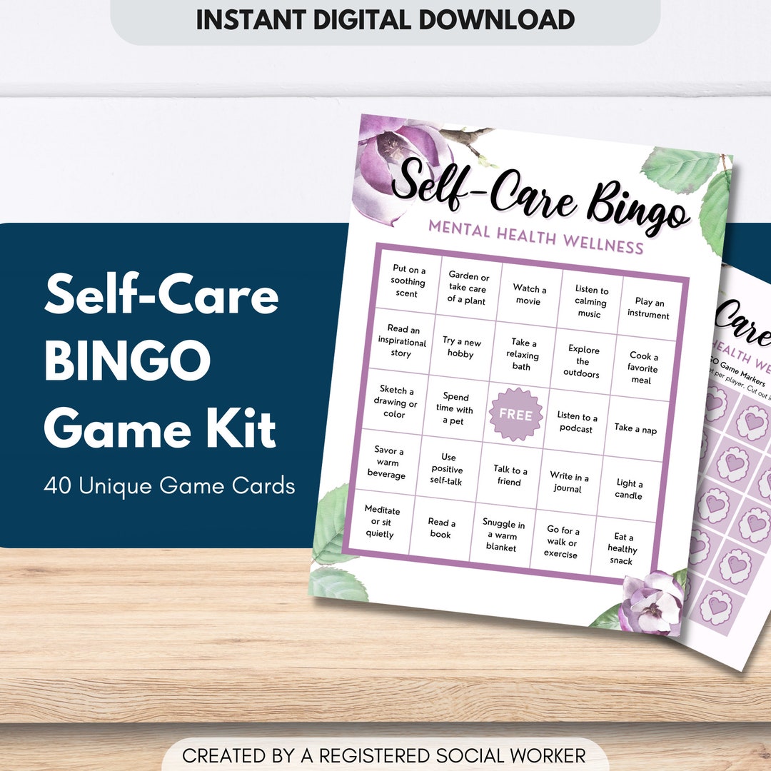 Self-care BINGO Game Activity Kit for Mental Health, Wellness, Therapy ...