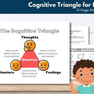 CBT Cognitive Triangle Anxiety Worksheets for Kids: Thoughts - Etsy ...