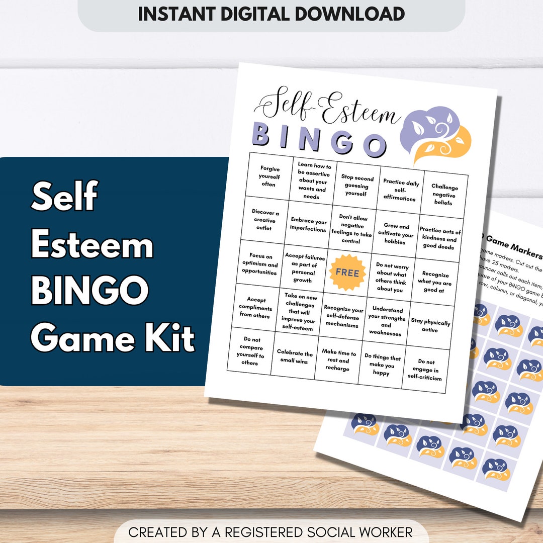 Self-esteem BINGO Game Kit, Mental Health Game, Counselor Activity ...